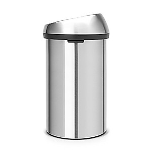 Brabantia Touch Trash Can 16 gallon/60 liter - Matte Steel Fingerprint-Proof, 484506