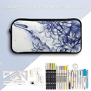 Autumn Wolf Drawing Large Pencil Case Minimalist Pen Pouch Portable Makeup Bag for Middle High College Office School