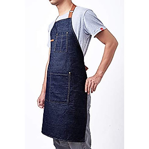 KPD 2 Pack Blue Unisex Adjustable Bib Denim Apron for Family Chef, Kitchen, BBQ and Studio,Cooking Apron for Kitchen and Home