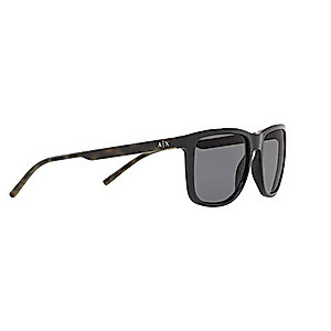 A|X ARMANI EXCHANGE Men's AX4070S Square Sunglasses, Black/Grey Polarized, 57 mm