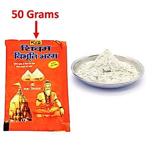BRIJ HAAT Bhasm Vibhuti tika Tilak with Plate and 16 Types Metal tika Stamp Forehead (KSI.bhsm.50g+16stp)