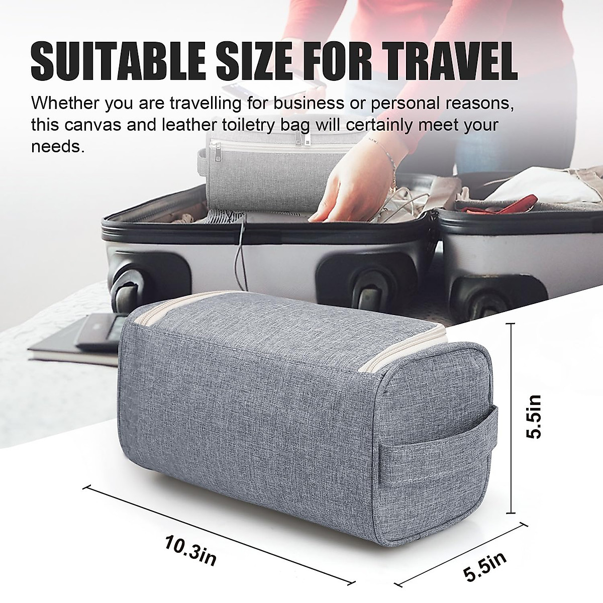 Pantheon Travel Toiletry Bag for Men and Women, Travel bag for Toiletries, Valentines Day Gifts for Men, Travel Bathroom Bag, Mens Travel Bag Hanging Toiletry Organizer Toiletry Kit (Gray)