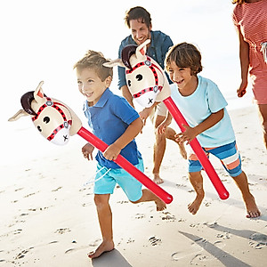 OBANGONG 6 Pcs Inflatable Stick Horse Inflatable Horse Head Stick Balloon Funny Stick Horse Toy for Kids Inflatable Horse on a Stick for Western Cowboy Pony Horse Baby Shower Cowboy Party Supplies