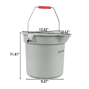 Nihenok 4 Pack Plastic 3.5 Gallon Round Utility Pail with Handle, Commercial Buckets, Gray