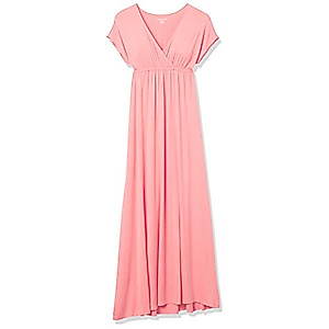 Amazon Essentials Women's Waisted Maxi Dress (Available in Plus Size), Peach, X-Large