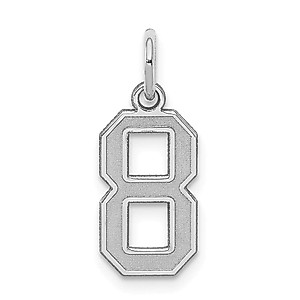 Solid 925 Sterling Silver Small Number 8 Charm Brushed Matte Finish Pendant - 19mm x 7mm