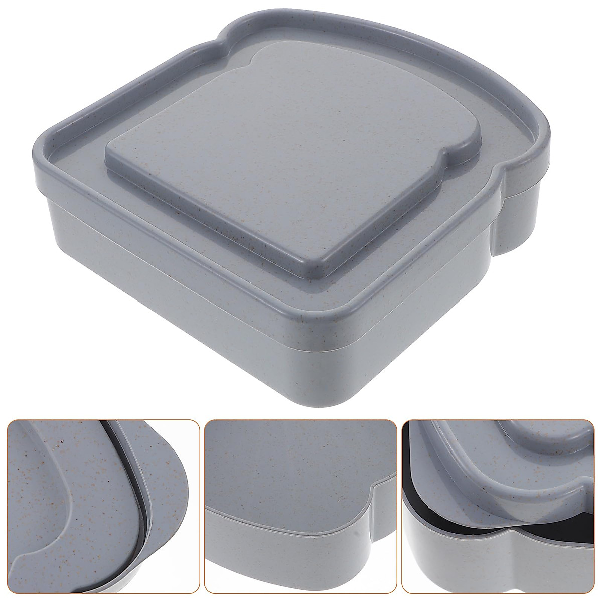 Ipetboom 4pcs Sandwich Containers Toast Shape Sandwich Box with Lid Food Storage Containers Lunch Containers for Meal Prep and Lunch Boxes - Grey, 5.1x4.8x1.6 Inch