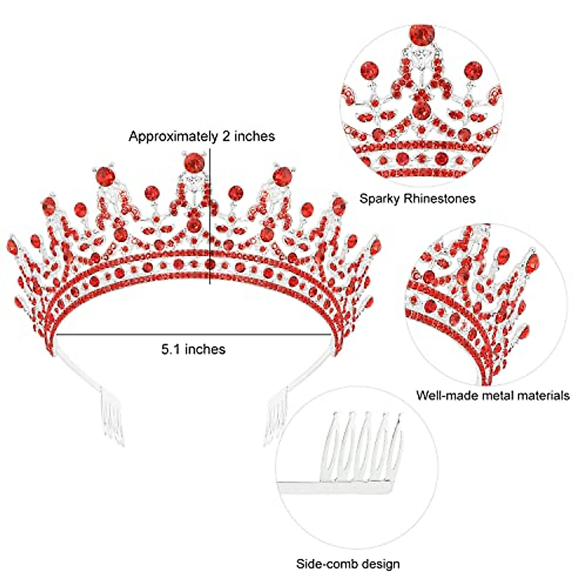 SuPoo Birthday Crown & Sash Glitter Birthday Sash Red Birthday Queen Crown with Comb Birthday Tiara for Women Crystal Headband Princess Decorations Gift Party Favor Happy Birthday Decorations