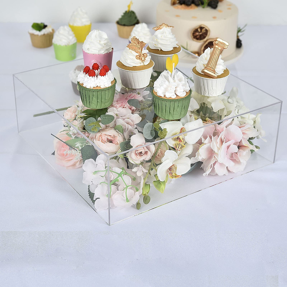 Balsa Circle 14-Inch Clear Acrylic Display Box Cake Stand Centerpiece Pedestal Riser Party Wedding Decorations Supplies