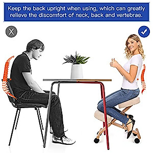 HALEDAZE Adjustable Wooden Ergonomic Kneeling Chair Home Office Computer Chair for Relieve Pain with Beige Fabric