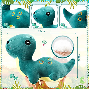 HyDren 4 Pack Plush Dinosaur Stuffed Animal Toys 9 Inch Cute Dinosaur Fat Soft Dino Plushie Gift for Boys Girls Birthday Party Favors