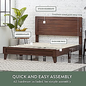 Edenbrook Delta Queen Bed Frame with Headboard – Wood Platform Bed Frame - Wood Slat Support- No Box Spring Needed - Compatible with All Mattress Types - Rustic Mahogany