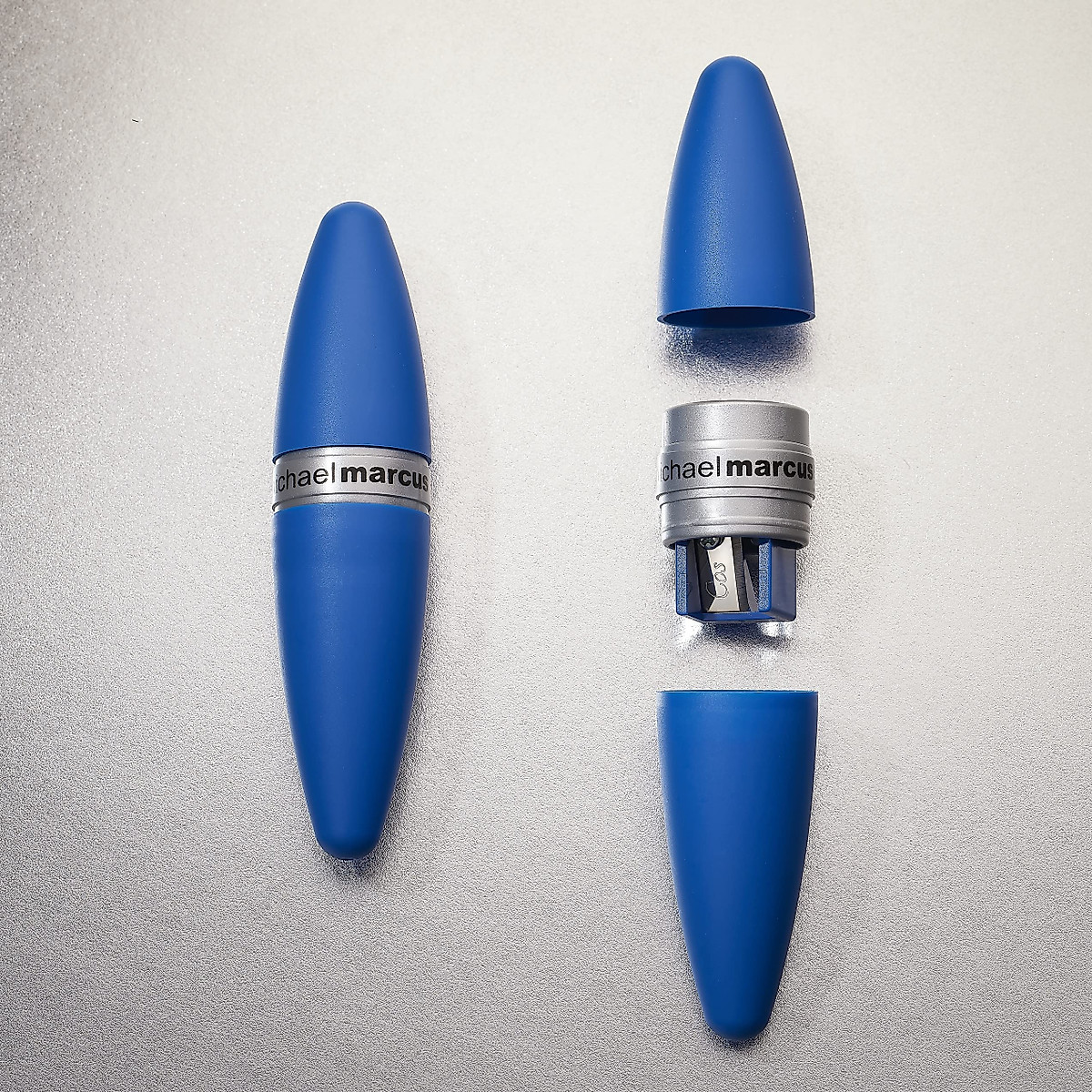 Michael Marcus Cosmetic Makeup Pencil Sharpener - 3-in-1 Essential Beauty Sharpener for Lip Liner, Eyebrow, and Eyeliner Pencil - Travel Friendly, Convenient, Compact & Easy to Clean (Blue)