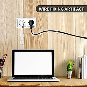 Viaky 30 Pcs Black Clips Self Adhesive Backed Nylon Wire Adjustable Cable Clips Adhesive Cable Management Drop Wire Holder for Maximum Diameter 0.5 Inch (12.5mm) Cables-Clear