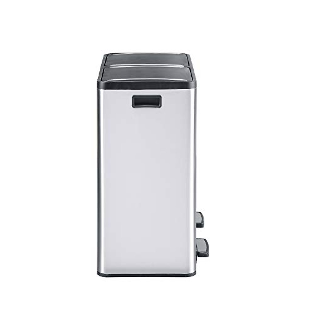 The Step N' Sort 18.5 Gallon Extra Large Capacity, Soft-Step, Dual Trash and Recycling Bin with Removable Inner Bins Silver