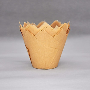 QLSmypkg Extra Large Jumbo Muffin Greaseproof paper Baking cupcake cups, 2-1/4" x 3-3/4" Natural Tulip Baking Cup Case of 125 pcs (Extra Large) (125)
