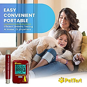 PetTest Glucose Monitoring System | Blood Sugar Check Kit for Dogs & Cats - Full Kit Includes 25 Test Strips, 25 Lancets, Red Dot Lancing Device, Glucose Meter, Carrying Case | Pets Diabetic Supplies