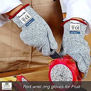 Dowellife Cut Resistant Gloves Food Grade Level 5 Protection, Safety Kitchen Cuts Gloves for Oyster Shucking, Fish Fillet Processing, Mandolin Slicing, Meat Cutting and Wood Carving. (X-Large-2 Pairs)