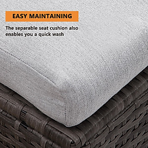 Solaste 7 Piece Patio Furniture Set, All Weather Wicker Patio Conversation Sets with Cushion Seat & Pillows, Outdoor Dining Set, Patio Furniture Outdoor Sectional, Grey