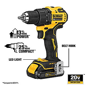 DEWALT ATOMIC 20V MAX* Cordless Drill, 1/2-Inch, Tool Only (DCD708B)