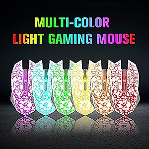 Wireless Gaming Keyboard and Mouse Combo Muti-Color Keycaps Rainbow Backlit Mechanical Feel Keyboard RGB Carck Luminescent Mice Mouse Pad for PC/Mac Gamer, Typist, Travel