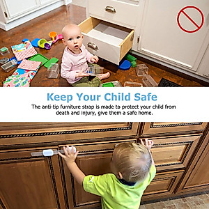 Child Safety Locks(6 Pack), Tinabless No Tools or Drilling -Adjustable Size/Flexible -Adhesive Furniture Latches for Baby Proofing Cabinets, Drawers, Appliances, Toilet Seat, Fridge, Oven & More