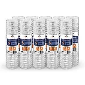 Aquaboon 1 Micron 20" x 4.5" String Wound Sediment Water Filter Cartridge | Whole House Sediment Filtration | Compatible with PC40-20, WP1BB20P, 355222-45, WPP-45200-01, WPP-45200-01, 84650, 10-Pack