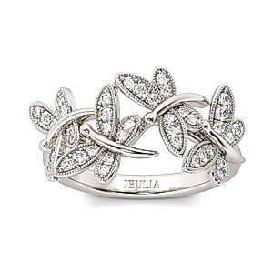 Jeulia 0.5 Carat Dragonfly Rings for Women 925 Sterling Silver Insect Band Rings Cubic Zirconia Solitaire Wedding Band CZ Solitaire Engagement Rings Anniversary Promise Romantic Jewelry Gifts (5)