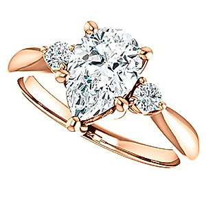14K Gold 1 CT Pear Cut VVS1 Colorless Moissanite Engagement Ring for Woman Bridal Set Handmade Diamond Wedding Rings for Her (11)