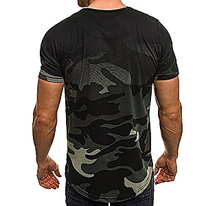 YOMXL Mens Hip Hop Camouflage T-Shirt Tie-Dyed Hipster Camo Tees Classic Basic Solid Ultra Soft Cotton T Shirt