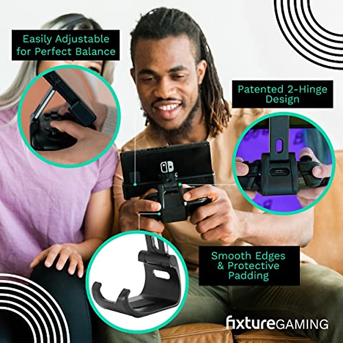 Fixture S1 Gaming Console Monitor and Controller Mount Compatible with Nintendo Switch and Pro Controller, Adjustable Video Game Holder Stand Clip, Gray
