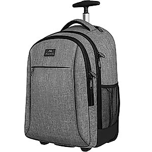 MATEIN Rolling Backpack, Water Resistant Travel Laptop Backpacks with Wheels, Large Roller College Bookbag School Computer Bag Business Luggage Carry on for Men Women Fits 17 Inch Notebook, Grey