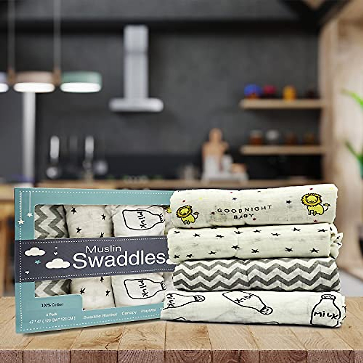 Baby Swaddle Blanket Muslin Silky Soft Blanket Set Breathable for Girls & Boys, Skin-Friendly Baby Receiving Wrap Newborn Gifts, Infant Shower Items, and Toddler Gifts - Pack of 4 (100% Cotton)