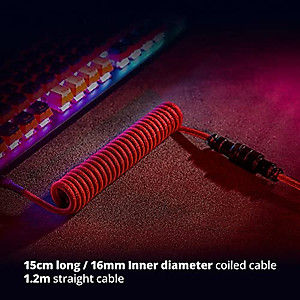 GUNMJO Pro Custom Coiled USB C Cable for Gaming Keyboard, Double-Sleeved Mechanical Keyboard Cable with Detachable Metal Aviator, 1.5M USB-C to USB-A, Red Color