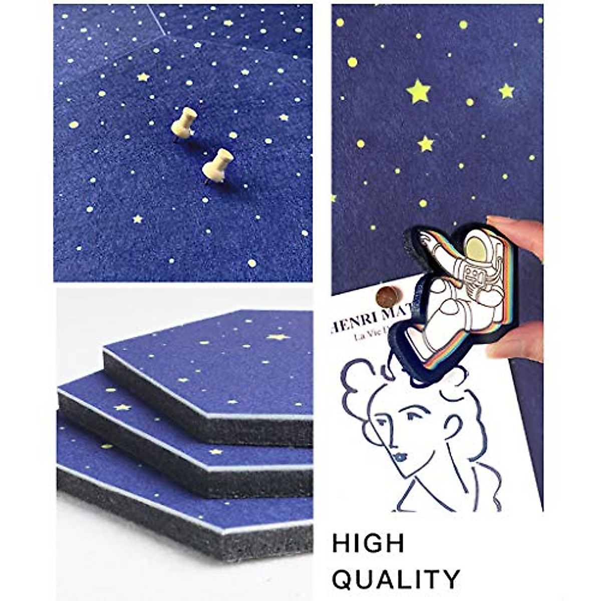 Felt Cork Board, Dark Blue Star Message Board Photo Wall, School Bulletin Board/Kindergarten Theme Wall, Home Decoration