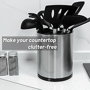 Haiyouneer Kitchen Utensil Holder for Countertop 360° Rotating Utensil Caddy Extra Large Utensil Crock Cooking Utensil Holder for Kitchen Counter