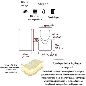 RUNYAO Happy-HAT 4 Piece Infant Shower Curtain Sets,Bathroom Sets with Rugs and Accessories,with Including Square Non-Slip Floor Mat-U-Shaped Mat-Toilet Lid Cover Mat and Shower Curtain -71"x71"