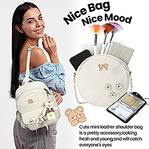 6 Pieces Mini PU Leather Backpack Purse Set Cute Girls Bowknot Small Backpack Rucksack Satchel Shoulder Bag Bookbag for Women Teen Girls