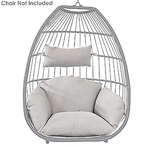 Sunnydaze Oliver Black Resin Wicker Hanging Egg Chair Swing with Gray Cushions and Steel Stand Set - Outdoor Boho Single Lounge Seat for Yard or Patio - Collapsible Nylon Rope Back Design