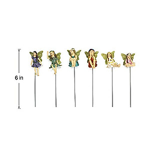 Dorlotou Fairy Garden Figurines 6pcs Miniature Fairies for Outdoor Garden Décor