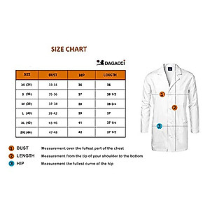 Dagacci Medical Uniform 35" Unisex Lab Coat White XS to 2XL (L)
