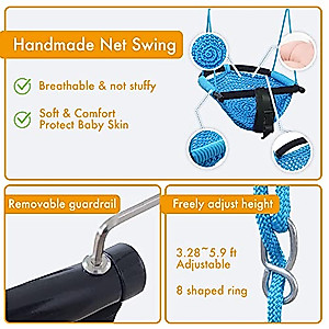 Hi-Na Kids Swing Seats Indoor Hand-Made Kids Swing with Adjustable Rope Outdoor Swing Seat Tree Swing Seat for Kids for Backyard Swing Seat for Kids for Playground Child Swing for Outside (Blue)