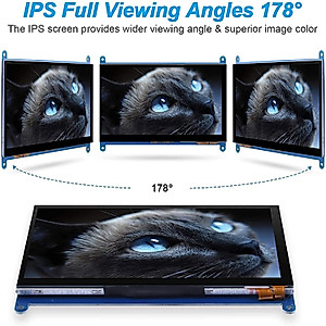 Yoidesu Capacitive Touch Screen 7 Inch for Raspberry Pi 3/2/1, 1024 × 600 Full HD Portable Gaming Monitor with Backlit, HDMI Touch Panel, Compatible with Windows 7, 8, 10
