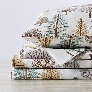 Great Bay Home 4-Piece Lodge Printed Ultra-Soft Microfiber Sheet Set. Beautiful Patterns Drawn from Nature, Comfortable, All-Season Bed Sheets. (Queen, Forest Trail)