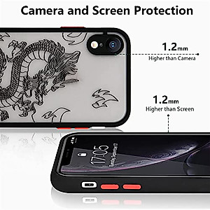 Urarssa Compatible with iPhone Xr Case Fashion Cool Dragon Animal 3D Pattern Design Frosted PC Back Soft TPU Bumper Shockproof Protective Case Cover for iPhone Xr, Black