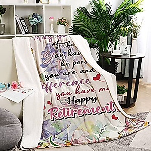 Retirement Gifts for Women 2023, Best Retirement Gifts for Mom Grandma Wife Boss, Farewell Gifts for Coworkers, Ultra-Soft Floral Happy Retirement Throw Blanket for Teachers,Nurses, 60"x 50"