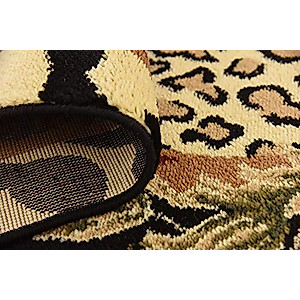 Unique Loom Wildlife Collection Animal Inspired with Cheetah Bordered Design Area Rug, 5 ft x 8 ft, Ivory/Black