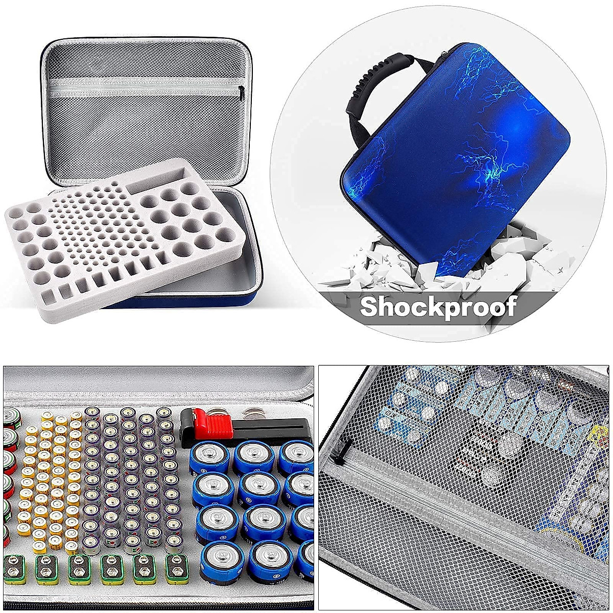 Battery Organizer Storage Box, Garage Storage Containers Case Holder with Battery Checker Tester