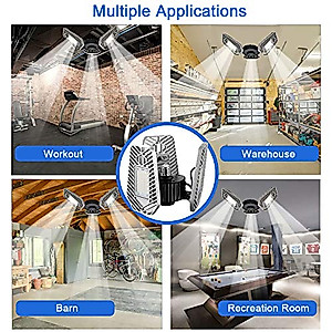 Garage Lighting,80W Garage Lights Ceiling LED,Close to Ceiling Garage Light Fixture,9000 Lm 5000K Super Bright LED Garage Lights with 3 Leaf LED Lights for Garage Barn Basement Workbench