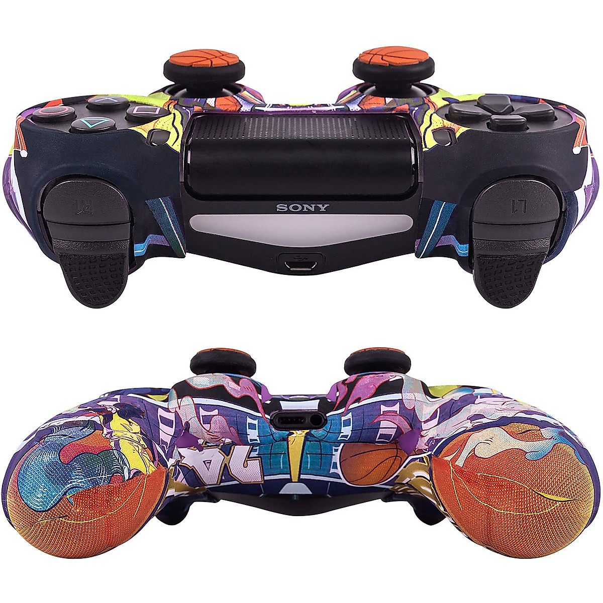 CHINFAI PS4 Controller DualShock4 Skin Grip Anti-Slip Silicone Cover Protector Case for Sony PS4/PS4 Slim/PS4 Pro Controller with 8 Thumb Grips (Kobe)